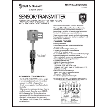 Sensor/Transmitter: Flow Sensor/Transmitter for Pumps with Technologic ...